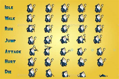 Wizards 2d Game Character Sprite Sheet Ad Game Sponsored Wizards