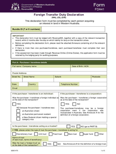 Fillable Online Fillable Online Foreign Transfer Duty Declaration Form