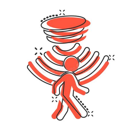 Motion Sensor Icon In Comic Style Waves With Man Vector Cartoon