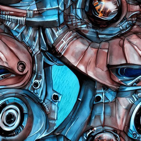 Scary Super Detailed Android Robot Pattern · Creative Fabrica