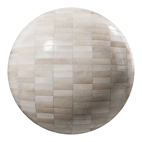 Rectangular Zellige Glossy Tile Texture Creamy Beige Poliigon