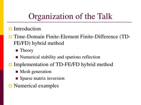 Ppt Time Domain Finite Element Finite Difference Hybrid Method And