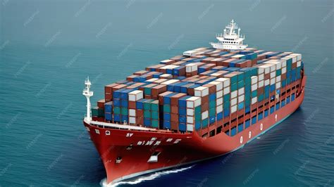 Premium Ai Image Top View Of Cargo Sea Ship With Reverse Rail In Ocean Vessel Carrying