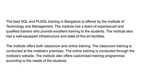 Ppt Best Sql And Plsql Training In Bangalore Powerpoint Presentation