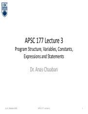 Program Structure Variables Constants Expressions And Course Hero