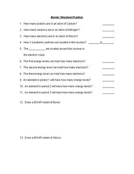 Atomic Structure Practice By Coach H Science TPT