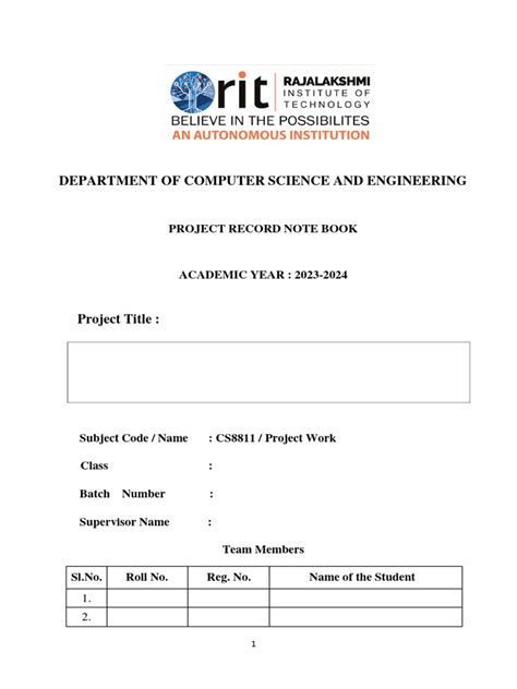 Cse Project Handbook 2023 2024 1 Pdf Engineering Science
