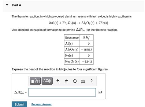 Solved The Thermite Reaction In Which Powdered Aluminum