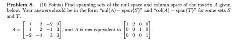 solved problem 8 10 points find spanning sets of the null