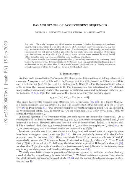 Pdf Banach Spaces Of I Convergent Sequences