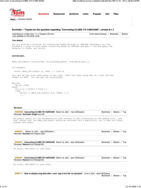 Converting Clobs 2 Varchar Pdf Plsql Computer Science