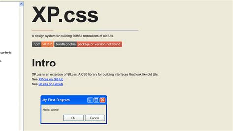 this css library makes it easy to design windows xp inspired uis