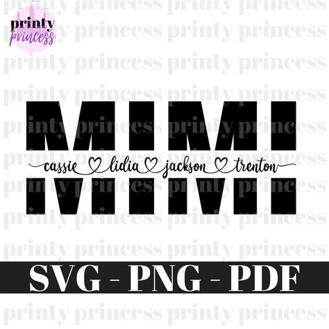Mimi Svg Png Pdf Split Mimi Frame Svg Mothers Day Svg Mom Cut File Mimi Outline Mimi Png