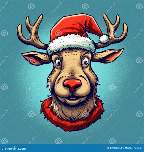 Rudolph The Red Nosed Reindeer Festive Cartoon Illustration Stock Illustration Illustration Of