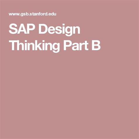 SAP Design Thinking Part B