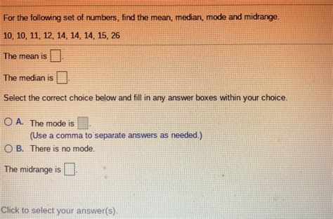 Solved For The Following Set Of Numbers Find The Mean Chegg Com