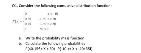 Solved Q1 Consider The Following Cumulative Distribution