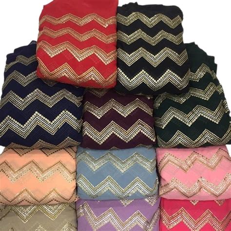 Georgette Zig Zag Embroidered Work Fabric Rs 150 Meter Sanju Tex Id