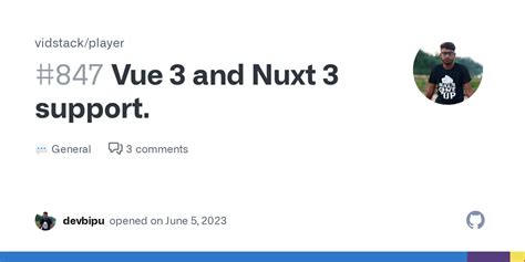 vue 3 and nuxt 3 support · vidstack player · discussion 847 · github