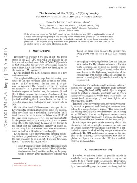 The Breaking Of The Su 2 L × U 1 Y Symmetry Pdf Higgs Boson Gauge Theory