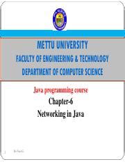 Chapter 6 Networking In Java Pdf 1 METTU UNIVERSITY FACULTY OF