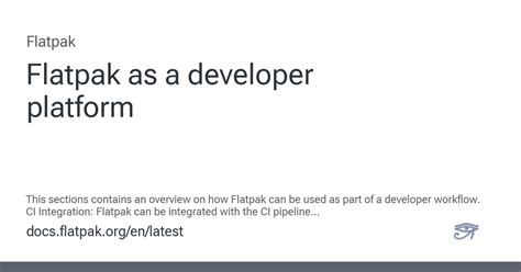 Flatpak As A Developer Platform Flatpak Documentation