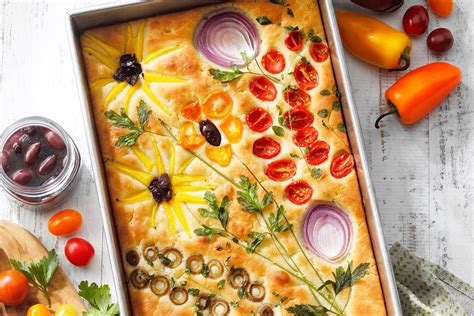 How To Make Decorated Garden Focaccia Taste Of Home