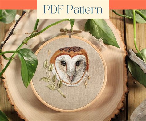 Barn Owl Embroidery Pattern Thread Painting Pattern Needle Etsy