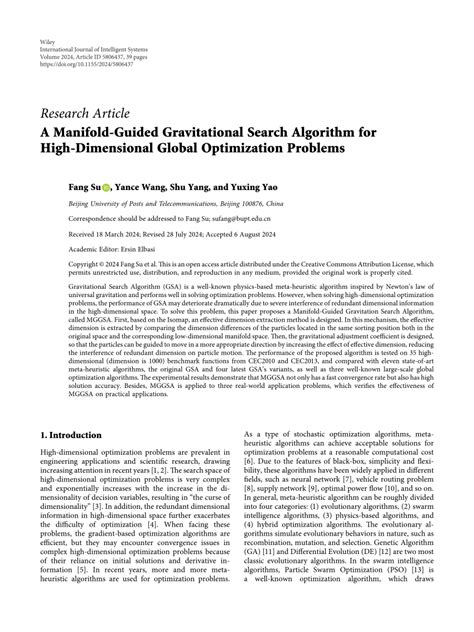Pdf A Manifold Guided Gravitational Search Algorithm For High