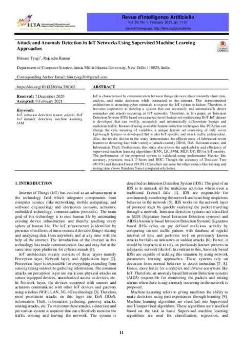 Pdf Attack And Anomaly Detection In Iot Networks Using Supervised Machine Learning Approaches