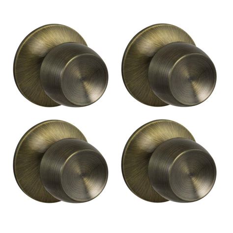 Defiant Brandywine Antique Brass Hallcloset Door Knob 4 Pack