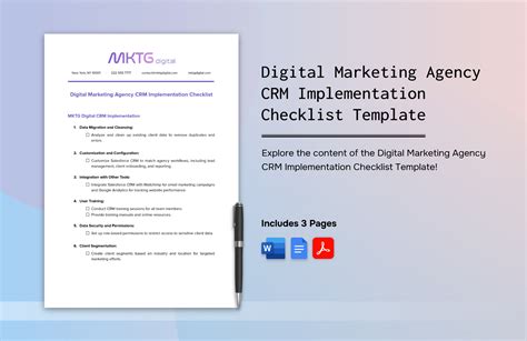 Digital Marketing Agency Crm Implementation Checklist Template In Word