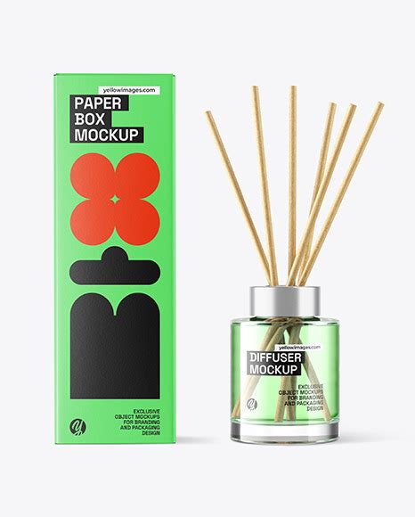 Clear Glass Diffuser Bottle W Box Mockup Free Download Images High Quality Png  115027