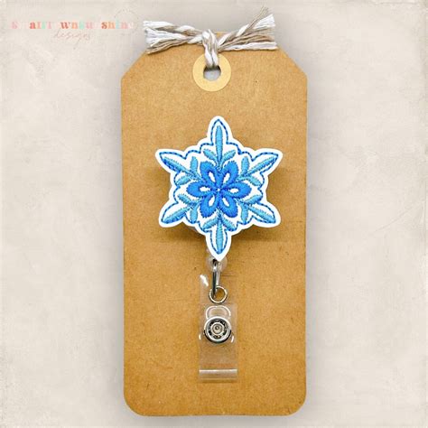 Fancy Snowflake Badge Reel Winter Badge Clip Nurse Badge Reel