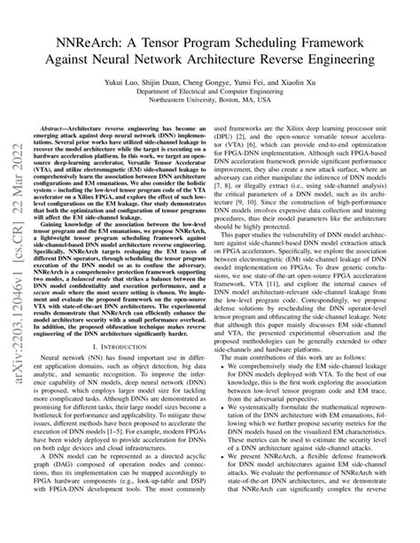 Nnrearch A Tensor Program Scheduling Framework Against Neural Network Architecture Reverse