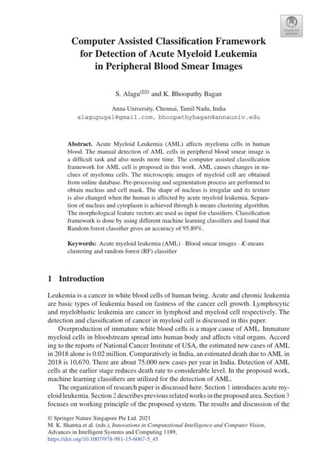 pdf computer assisted classification framework for detection of acute