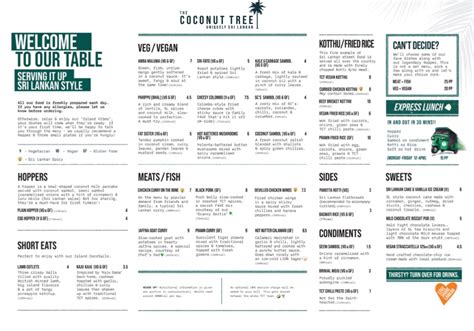 The Coconut Tree Oxford Oxford S Full Menu Online