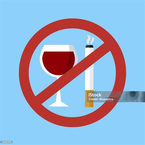 흡연과 음주를 중지 알코올 습관 개념 벡터 일러스트 와인과 담배에 대한 금지 된 기호 술 마실 것에 대한 스톡 벡터 아트 및 기타 이미지 술 마실 것 금지됨 담배