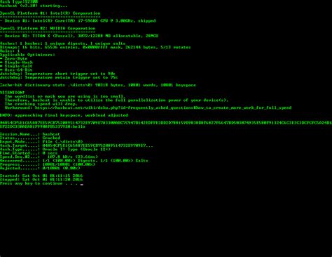 Hashcat On Oracle12c Userspare4 Column Rhacking