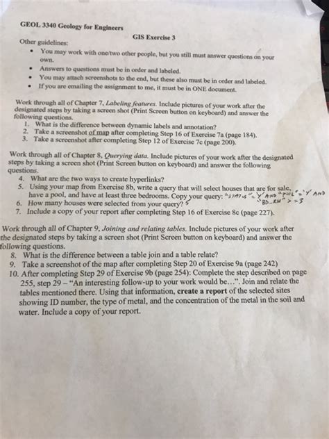 GEOL Geology For Engineers GIS Exercise Other Chegg
