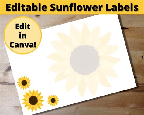 Editable Sunflower Labels For Name Tagspotluck Food Printable Instant