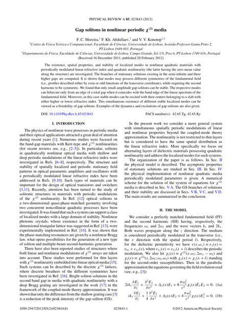 Pdf Gap Solitons In Nonlinear Periodic χ 2 Media