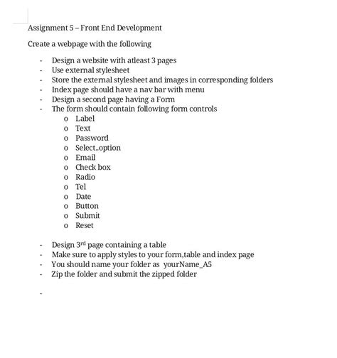Solved Assignment 5 Front End Development Create A Webpage