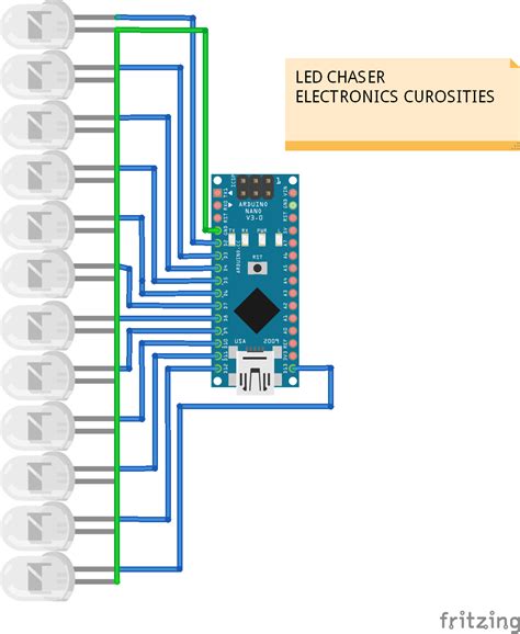 Led Chaser Circuit Using Arduino Nano With Codes Arduino Code For Led Flashing And Chaser