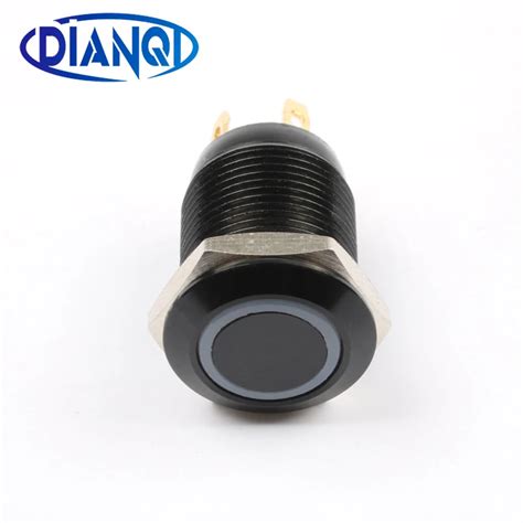 Black Push Button Switch Pin Mm Waterproof Led Light Metal Flat
