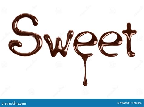 The Word Sweet Written By Liquid Chocolate On White Background Stock Illustration Illustration