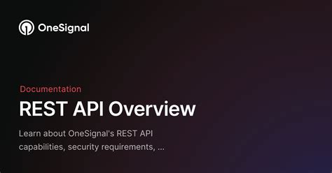 Rest Api Overview Onesignal