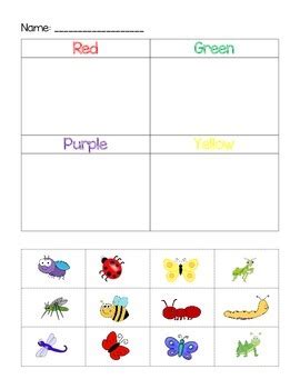 Insect Color Sort File Folder Game By Playful Learning TpT