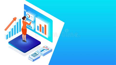 Analyst Or Developer Workplace Isometric Illustration With Laptop Bar