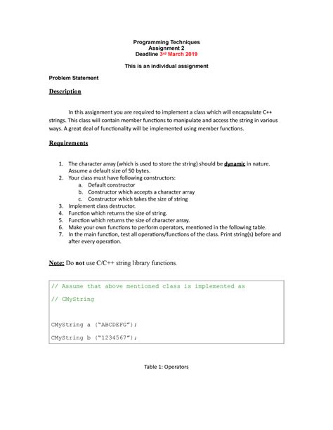 131956763555263669 Assignment Programming Techniques Assignment 2 Deadline 3 Rd March 2019